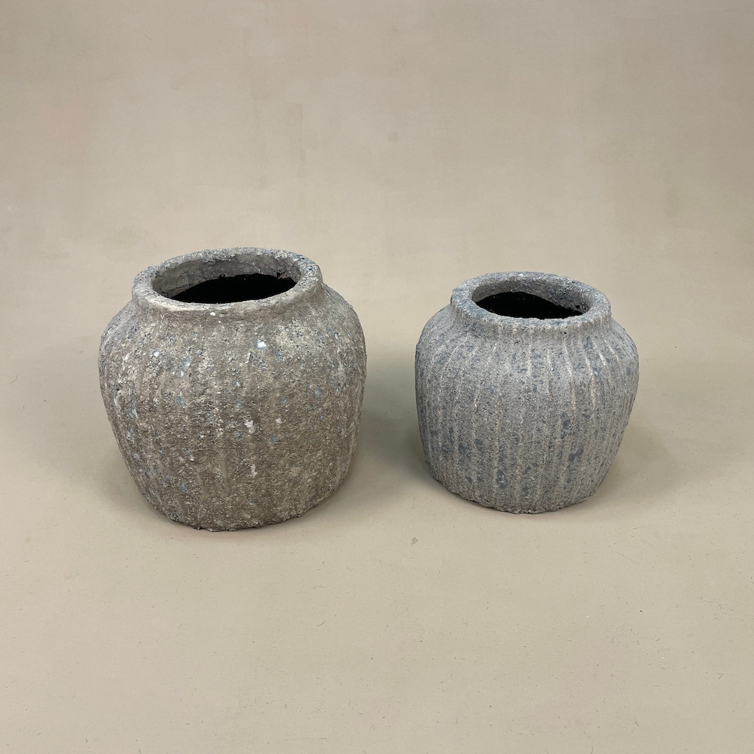 Pair of Rustic Indoor Plant Pots Planters Unusual Beach Rough Exterior ...