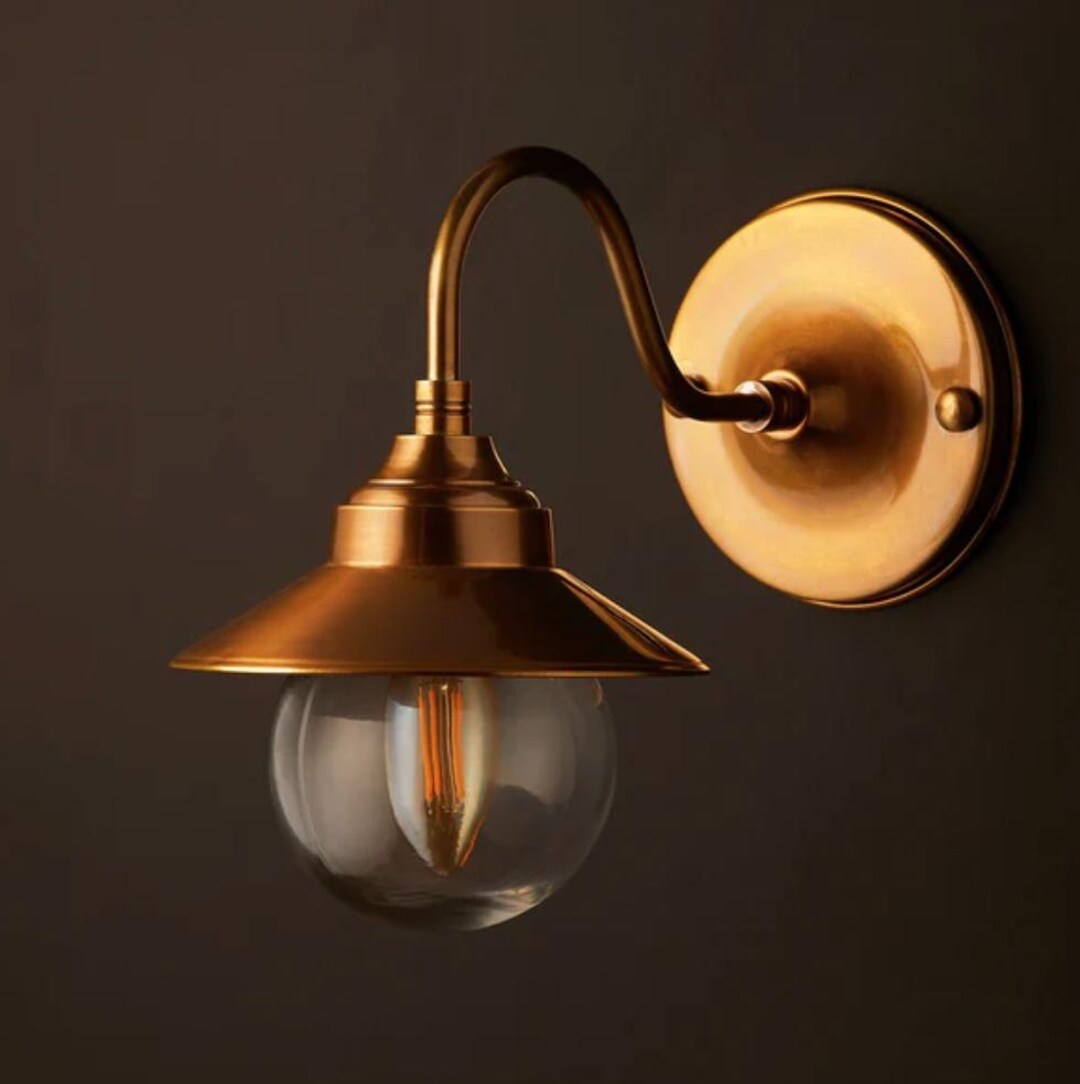 New Pooky Goliath Wall Metal Lamp Ip44 Light in Antique Brass Outdoor ...