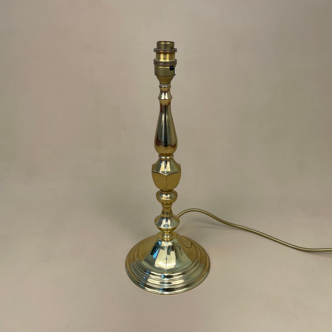 Antique Metal Gold Brass Lamp Light Bedside Side Table Desk Column ...