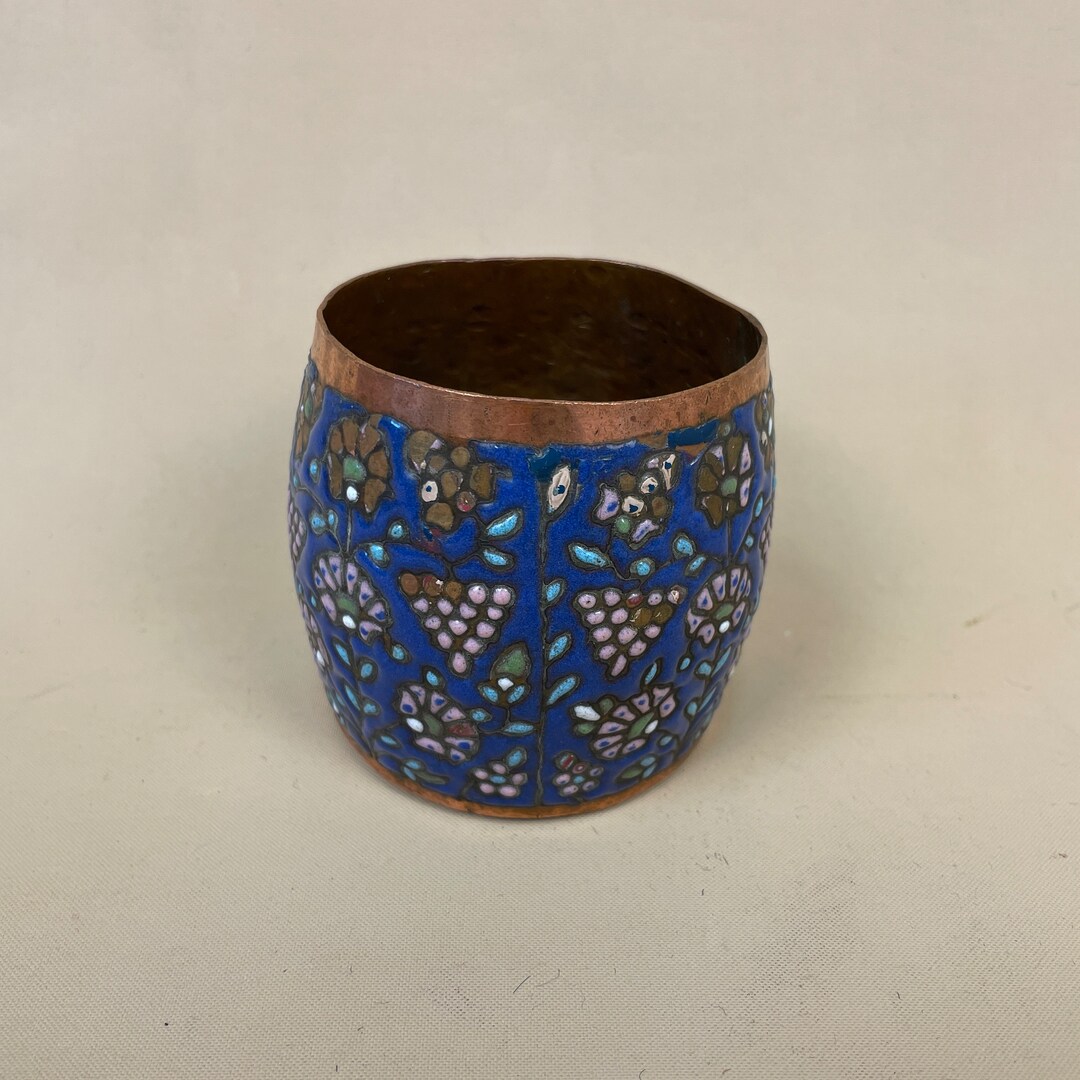 Antique Indian Copper Pot Small Vase Decorative Asian Handmade Painted ...