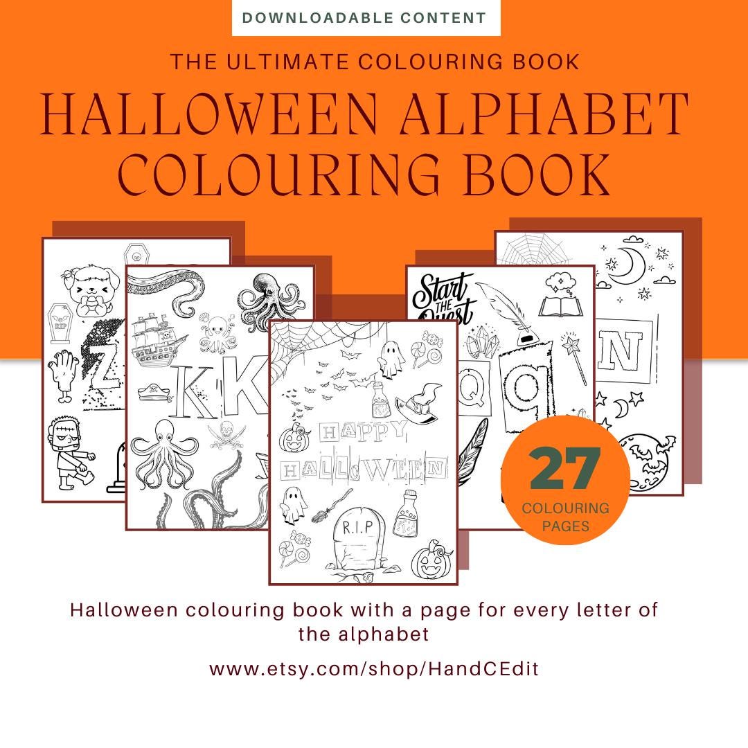 Halloween Alphabet Coloring Book: Spooky A-Z Printable (PDF) - Etsy