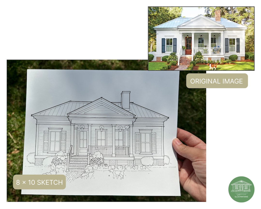 Custom House Sketch Drawing From Photo Housewarming Gift - Etsy