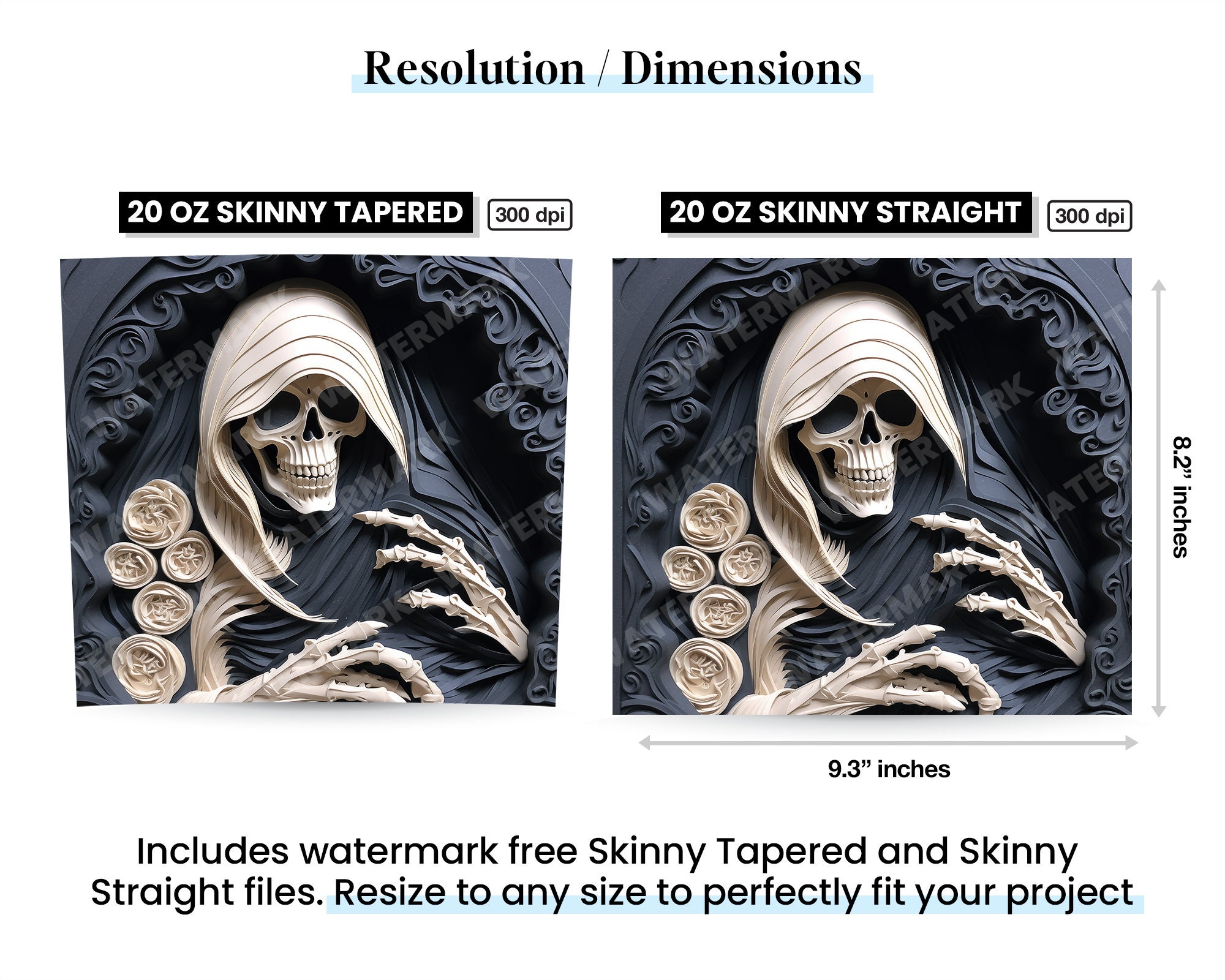 3D Halloween Grim Reaper 20 Oz Skinny Tumbler, Tumbler Wraps, Sublimation Designs, Skinny Wrap ...