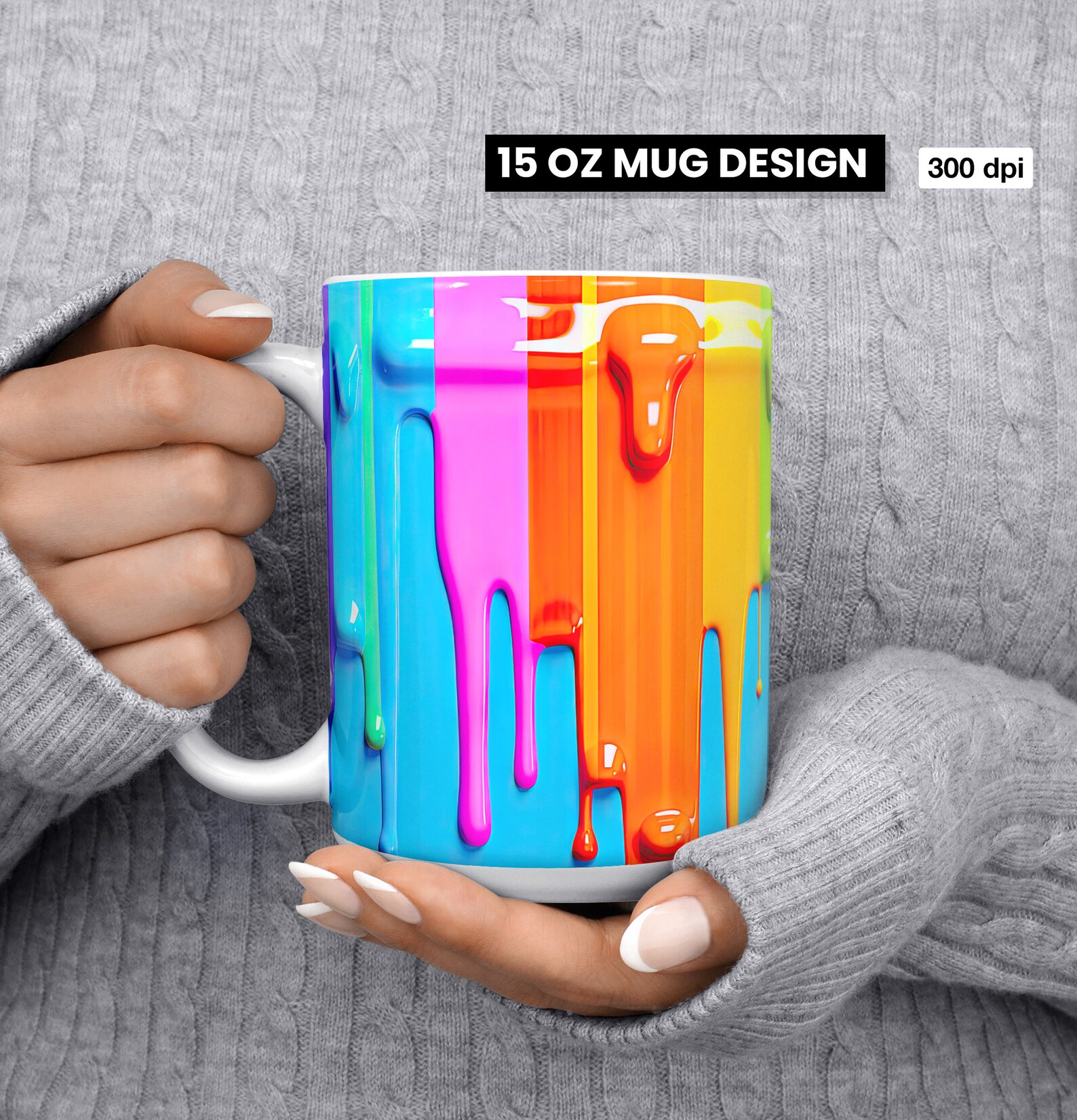 3D Neon Dripping Paint Mug Wrap PNG 3D Mug Wrap 11oz and - Etsy