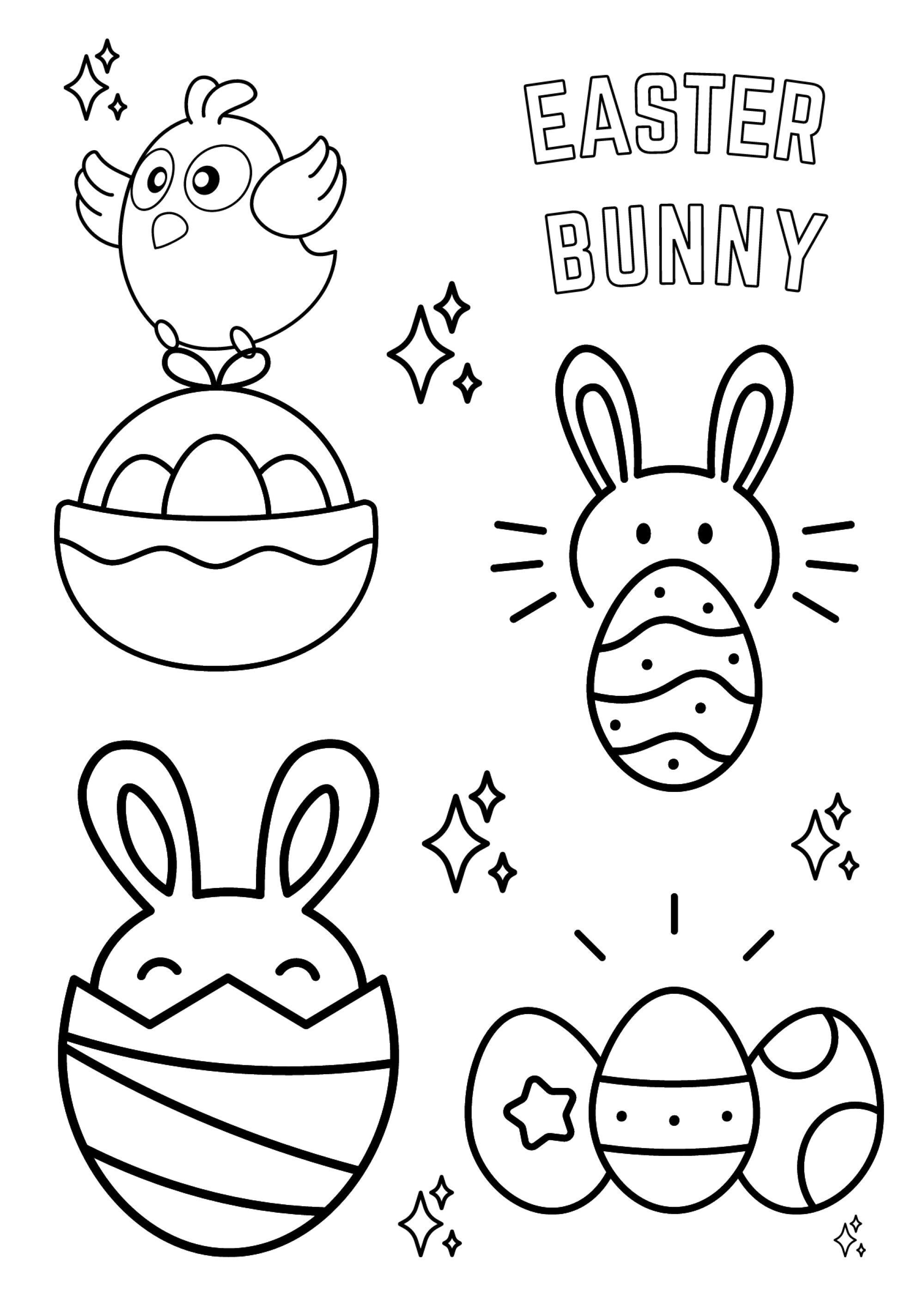Happy Easter Easter Bunny Coloring Book Pages Set of 2 Children Kids ...