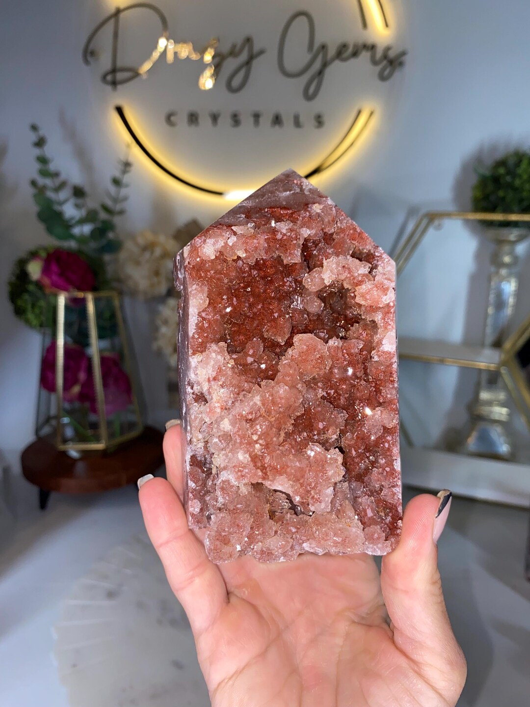 High quality druzy pink Amethyst tower - Etsy 日本