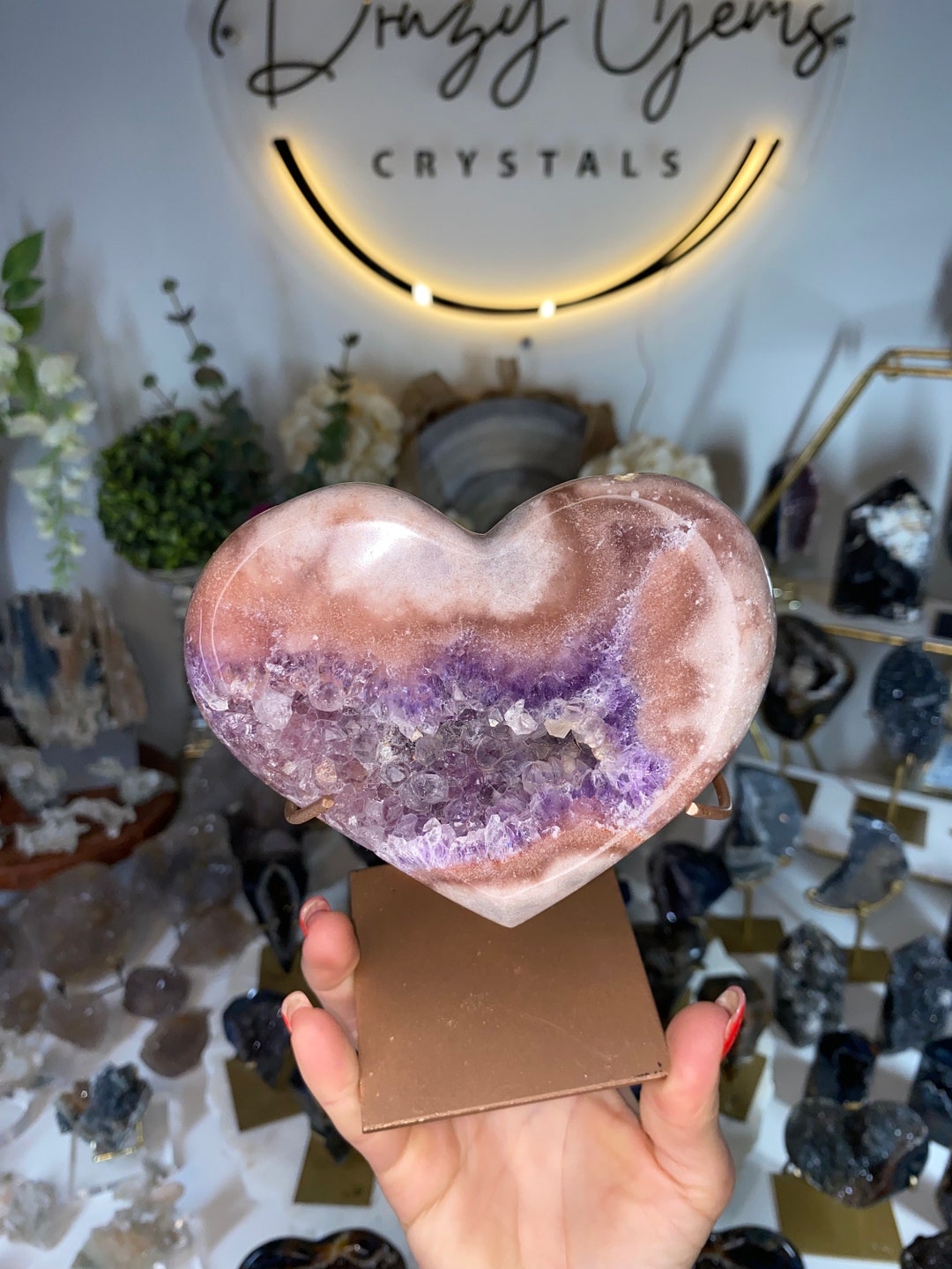 Druzy Pink Amethyst Heart - Etsy