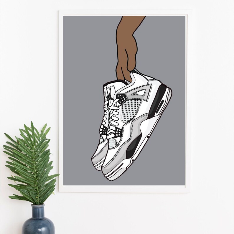 Nike Air Jordan 4 Military Black Sneaker Poster Print / Digital Art ...