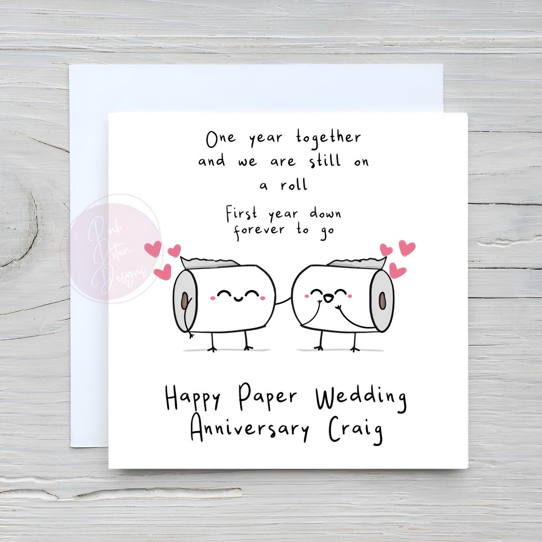 One Year Anniversary Card, 1 Year, Wedding Card, Paper, Anniversary ...