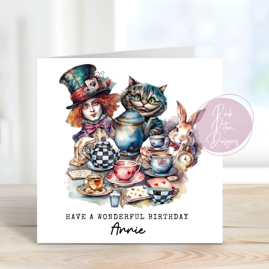 Watercolour Tea Party, Afternoon Tea, Personalised Birthday Card, for ...
