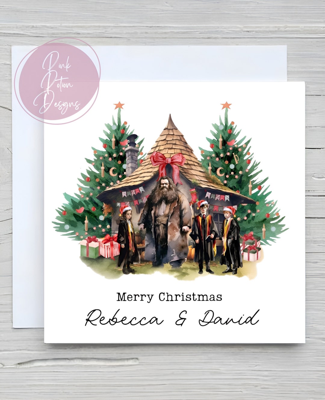 Personalised Christmas Card, Magic School House Card for Son Daughter ...