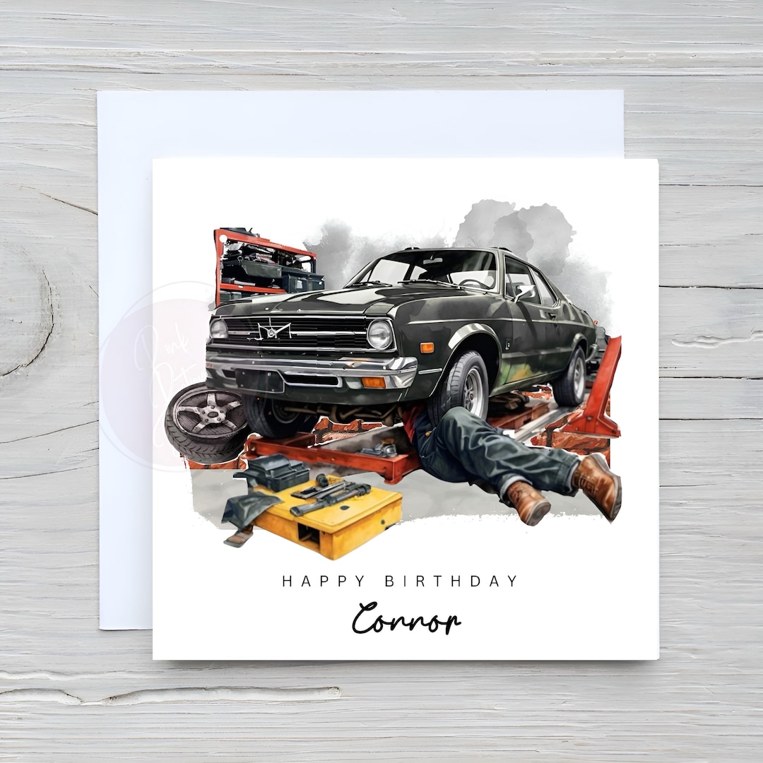 Personalised Mechanic Car Card, Repairer, Happy Birthday Card ...