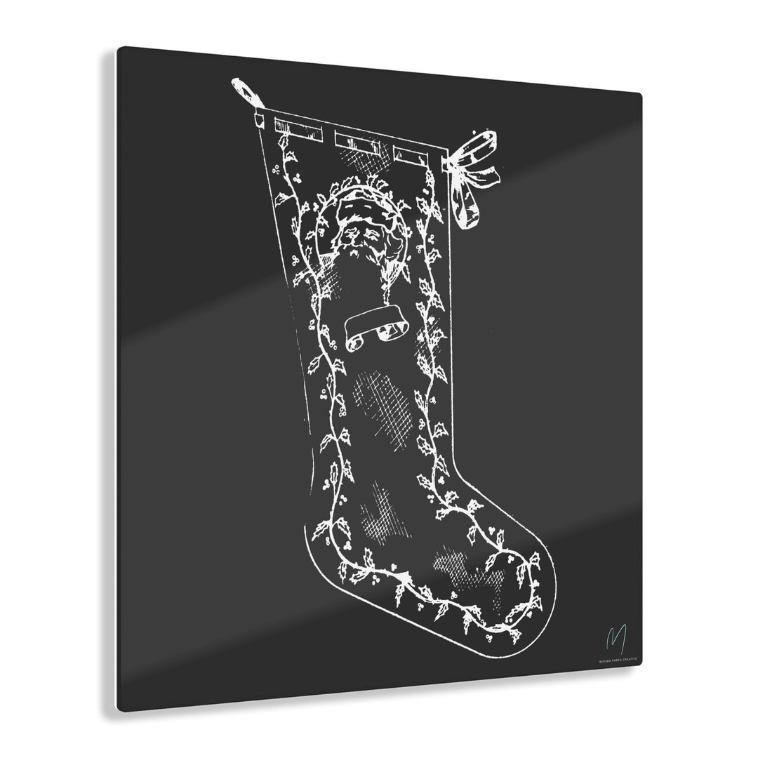 Chic Vintage Christmas Stocking Acrylic Prints - Etsy