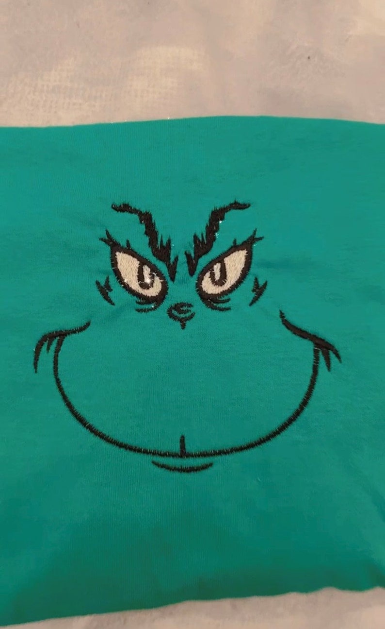 Grinch Face Embroidery Design - Etsy