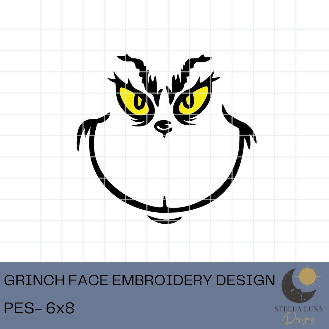 Grinch Face Embroidery Design - Etsy