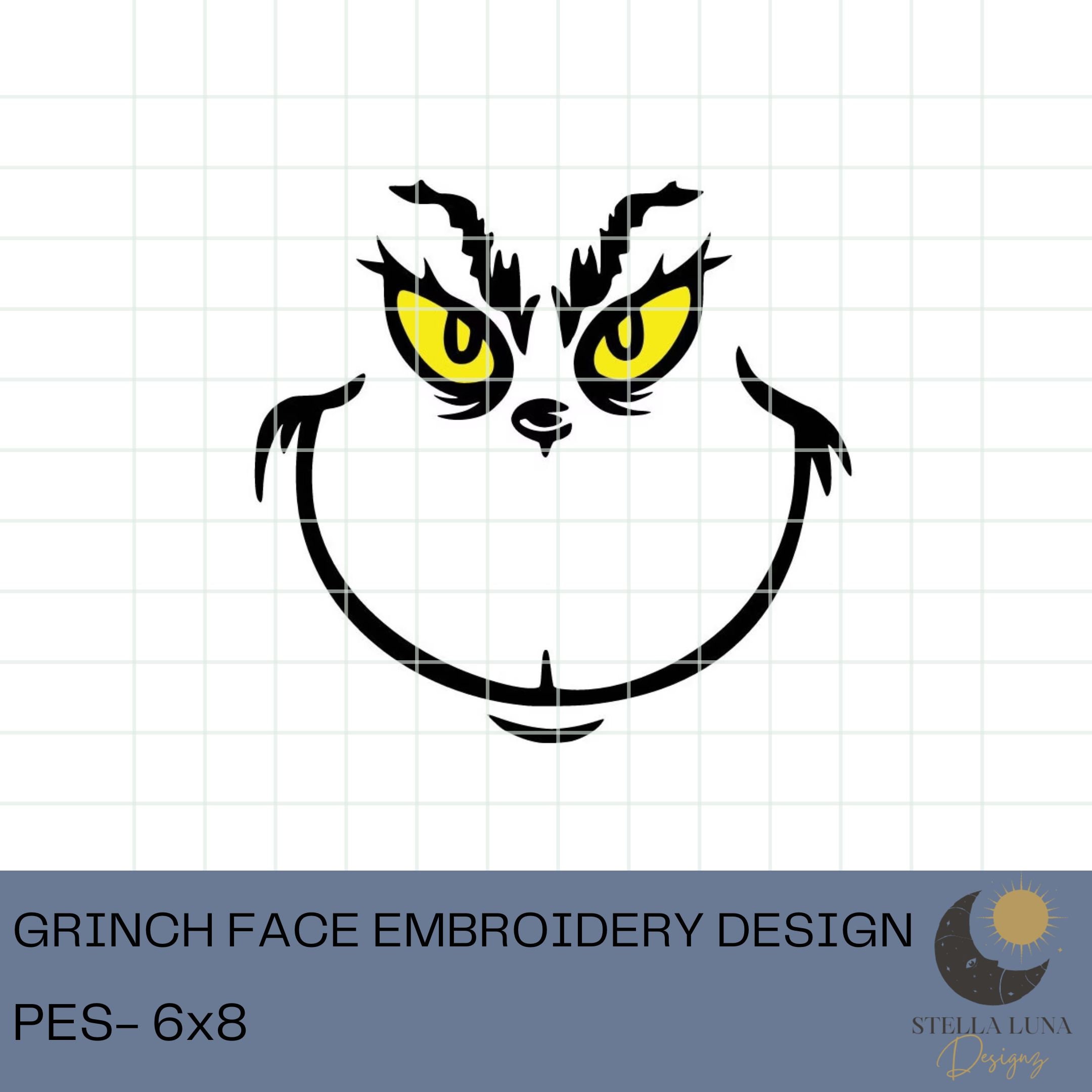 Grinch Face Embroidery Design - Etsy