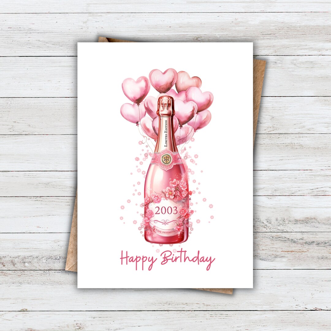 21st Birthday, 2003 Limited Edition Pink Champagne, Prosecco Bottle ...