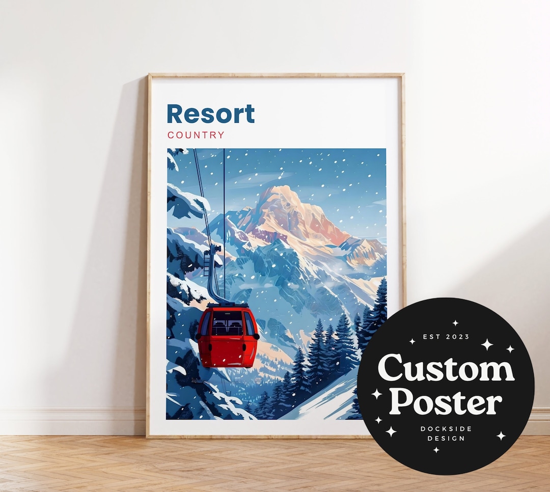 Personalised Ski Resort Print | Custom Ski Resort Poster | Customise ...