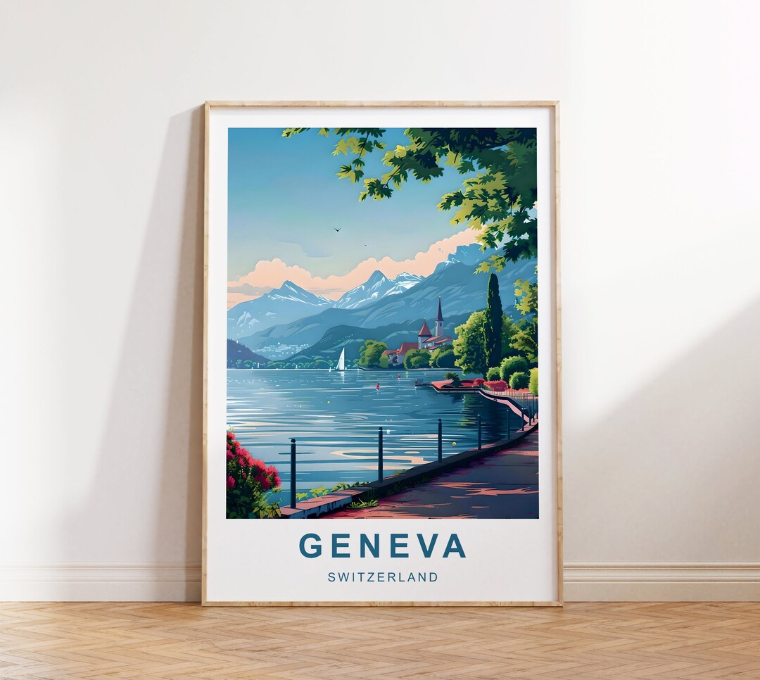 Geneva Travel Print | Geneva Travel Poster | Swiss Travel Poster ...