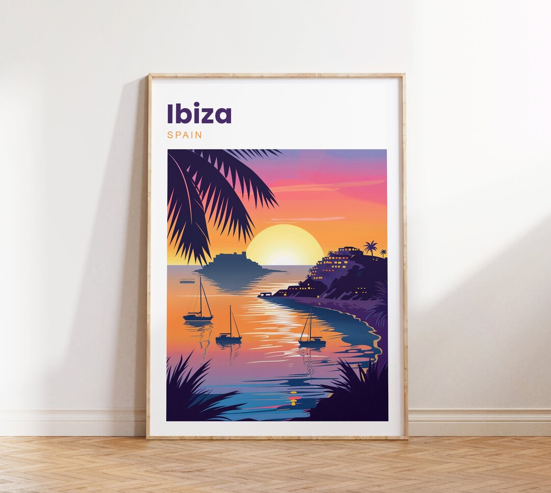 Ibiza Travel Poster | Ibiza Print | Ibiza Poster | Ibiza Island | Balearic Islands | Wall Art ...