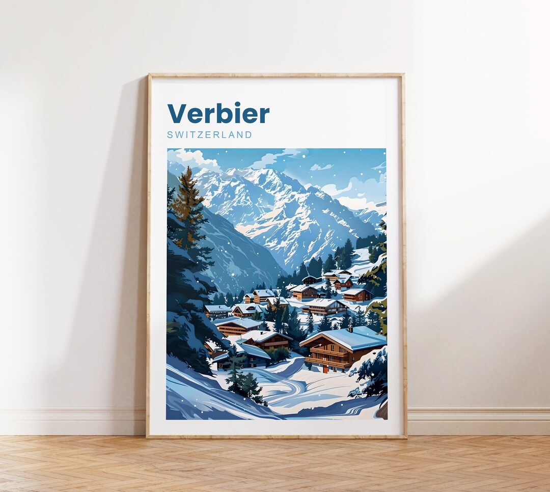 Verbier Ski Travel Print | Verbier Travel Poster | Verbier ...