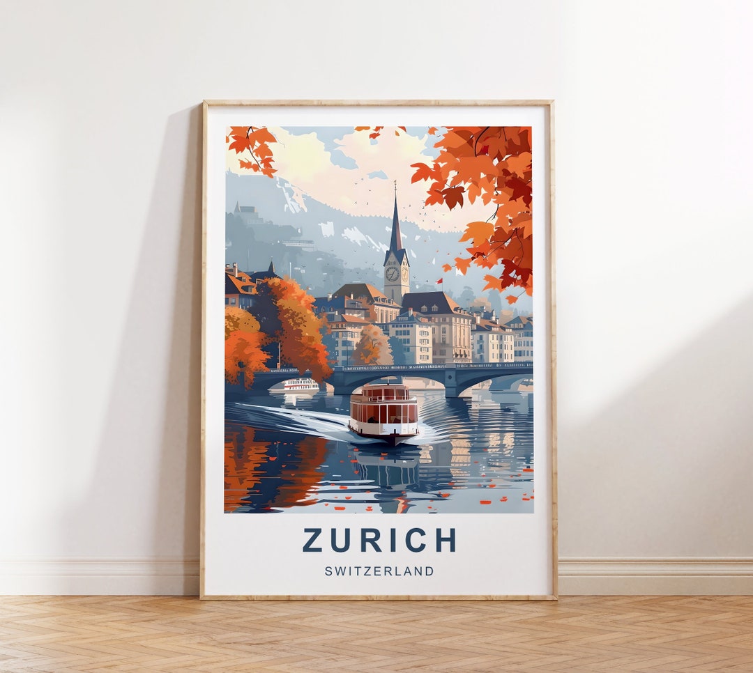 Zurich Travel Poster | Zurich Balcony | Zurich Print | Zurich Travel ...