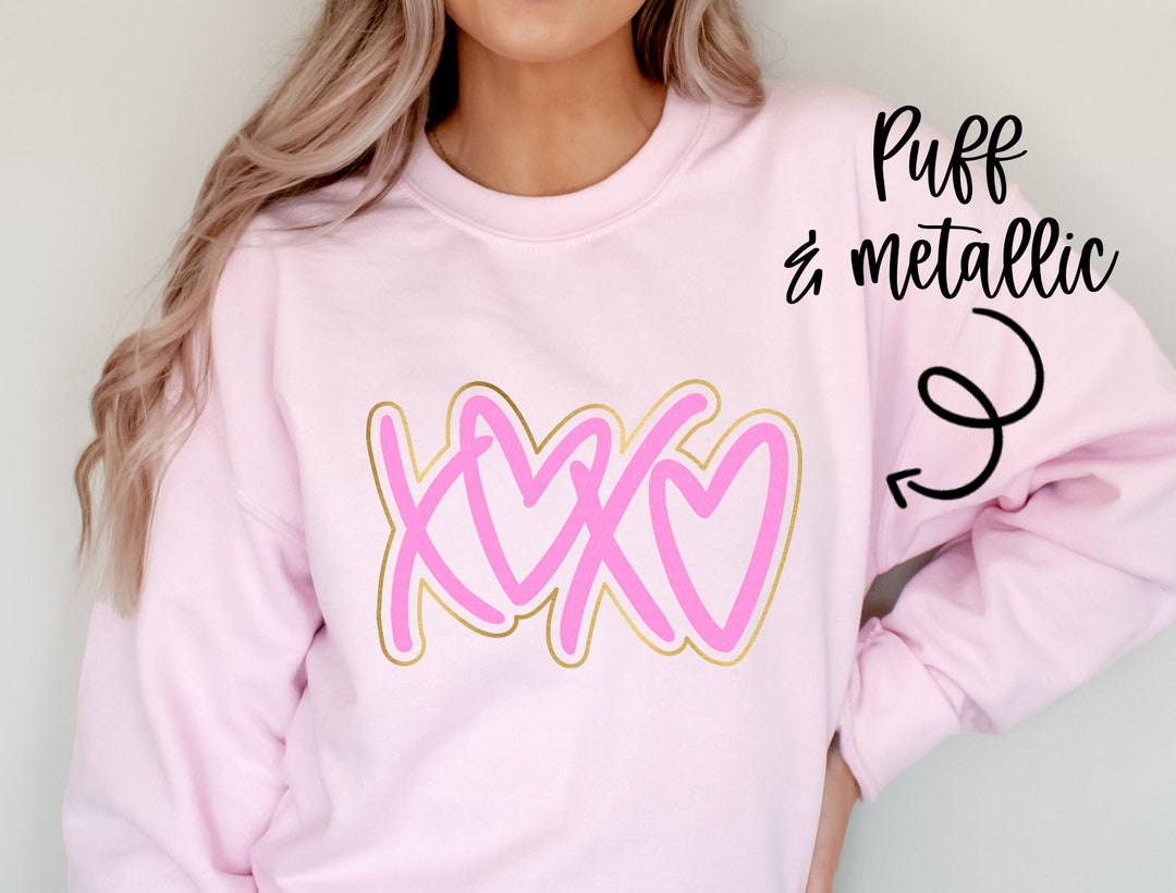 XOXO Pink and Metallic Puff Vinyl Transfer - Etsy