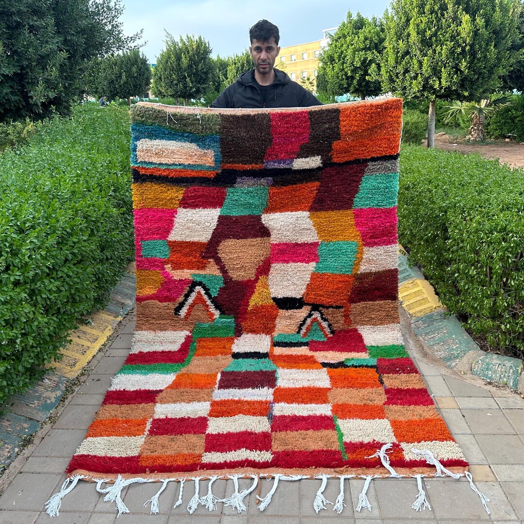 Handmade Moroccan Shag Rug - Bright Patchwork for Bohemian Home Decor ...
