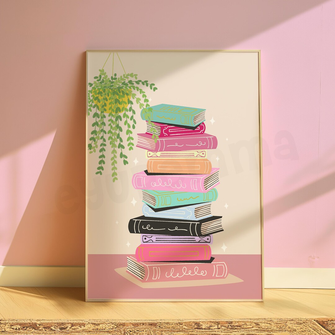Stack of Books Print | Home Print | Wall Decor | Wall Art | Wall Print ...