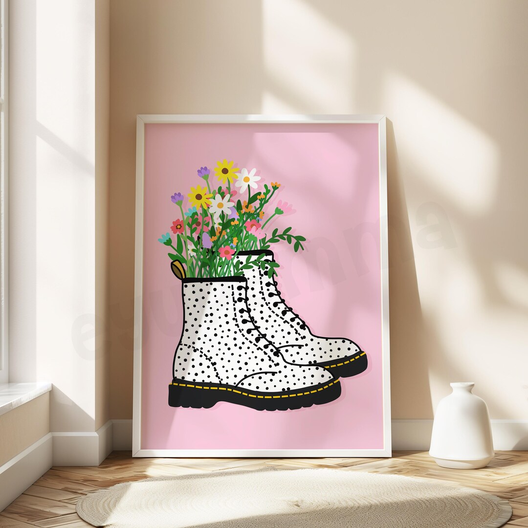 Spotty Doc Martens Print | Home Print | Wall Decor | Wall Art | Wall ...