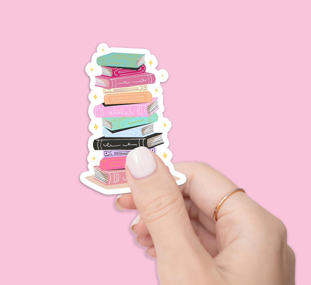 Stack of Books Sticker Waterproof Vinyl Sticker Handmade Cute Sticker ...