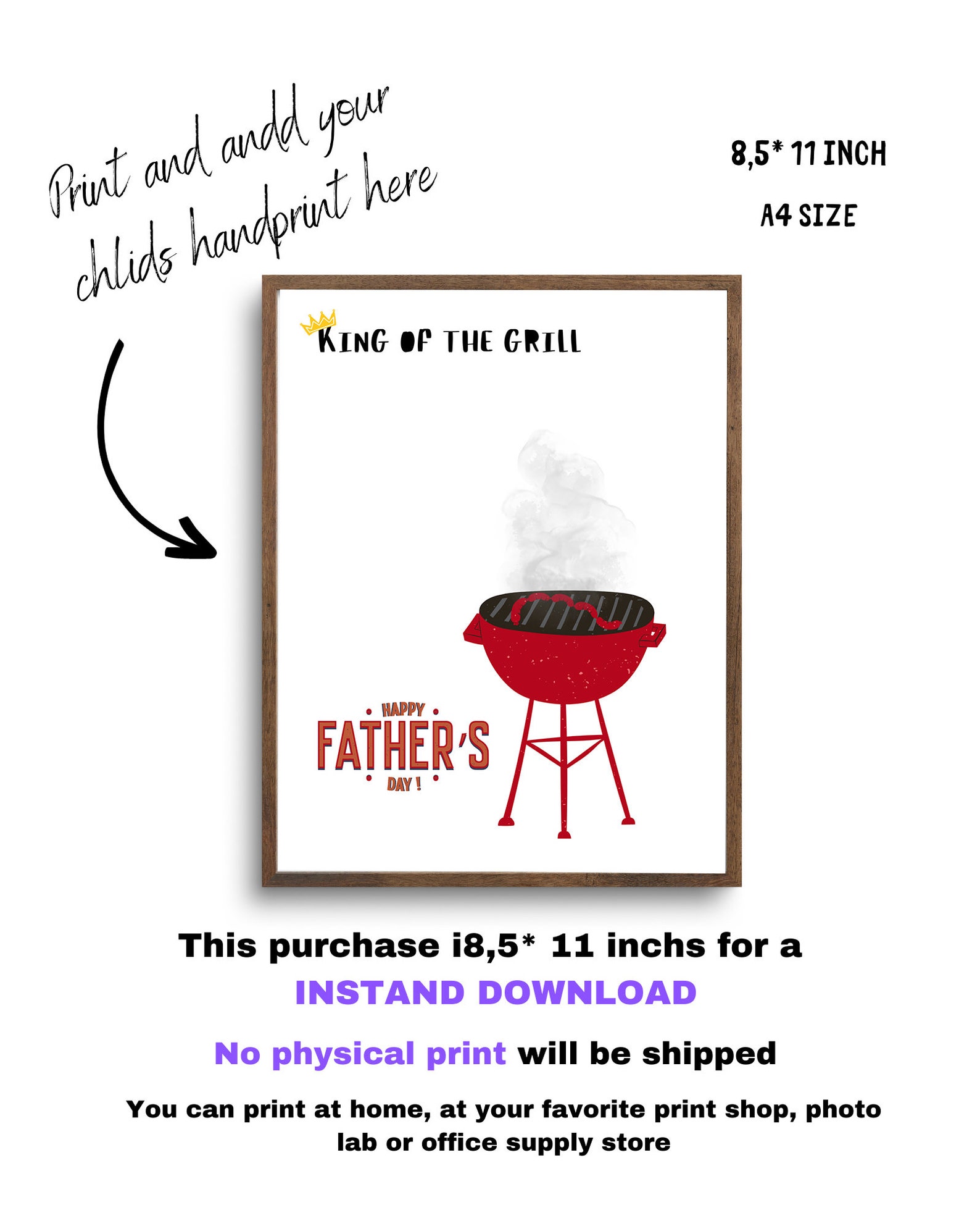 Father's Day Handprint Craft, to the King of Grill, Father's Day Craft ...