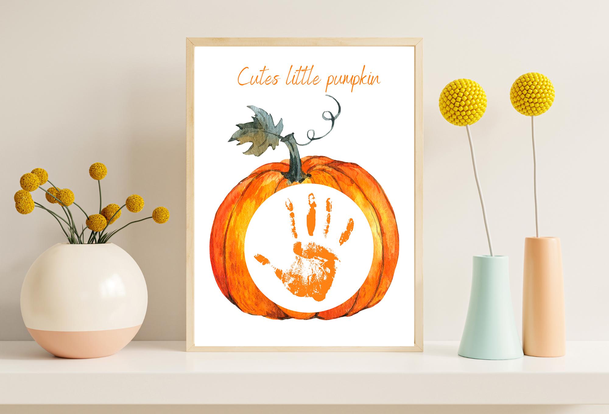 Pumpkin Handprint Art Printable, Preschool Pumpkin Printable, Halloween ...
