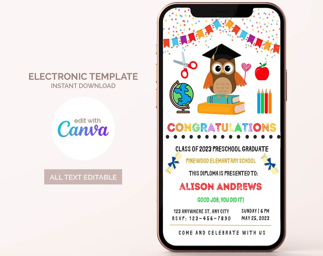 Certificado de ceremonia de graduación de búho editable, graduado de ...