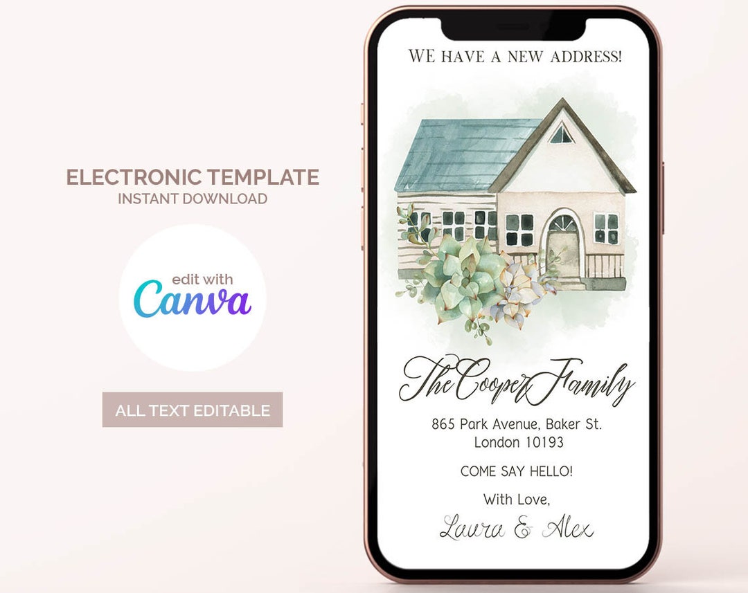 Editable Customize Digital Moving Announcement Templates, Personalised ...