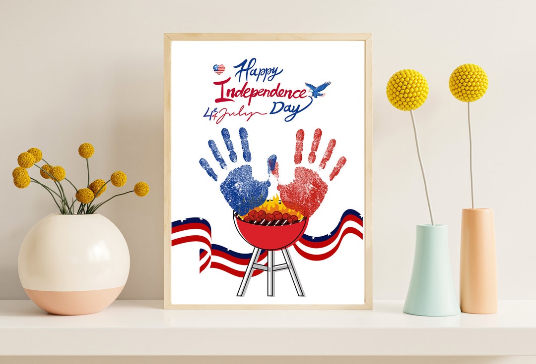 BBQ Party Handprint Craft for Independence Day Happy 4th of July ...