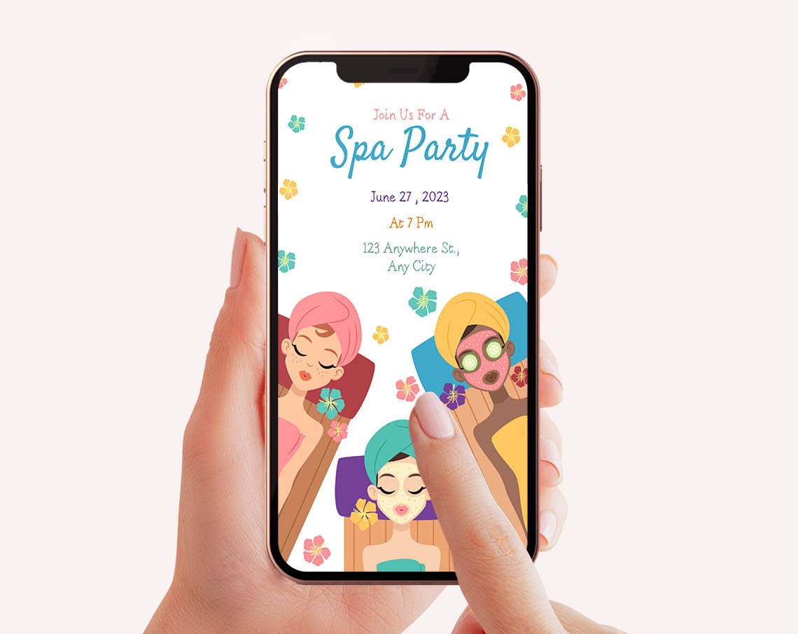 Spa Party Birthday Invitation Template Printable, Spa Party Birthday ...