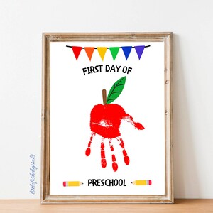 First Day of Preschool Handprint Craft Apple, Back to School Handprint ...