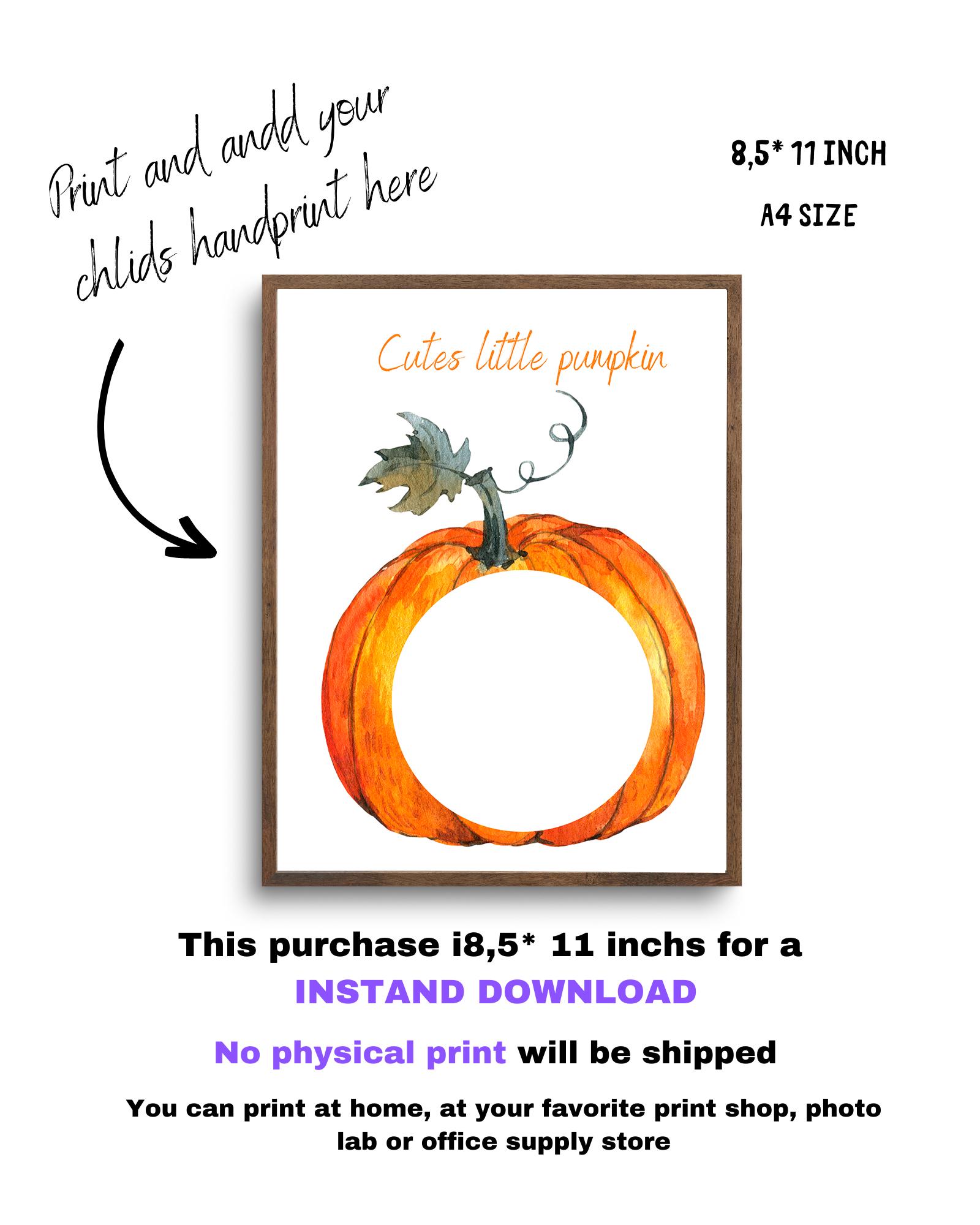 Pumpkin Handprint Art Printable, Preschool Pumpkin Printable, Halloween ...