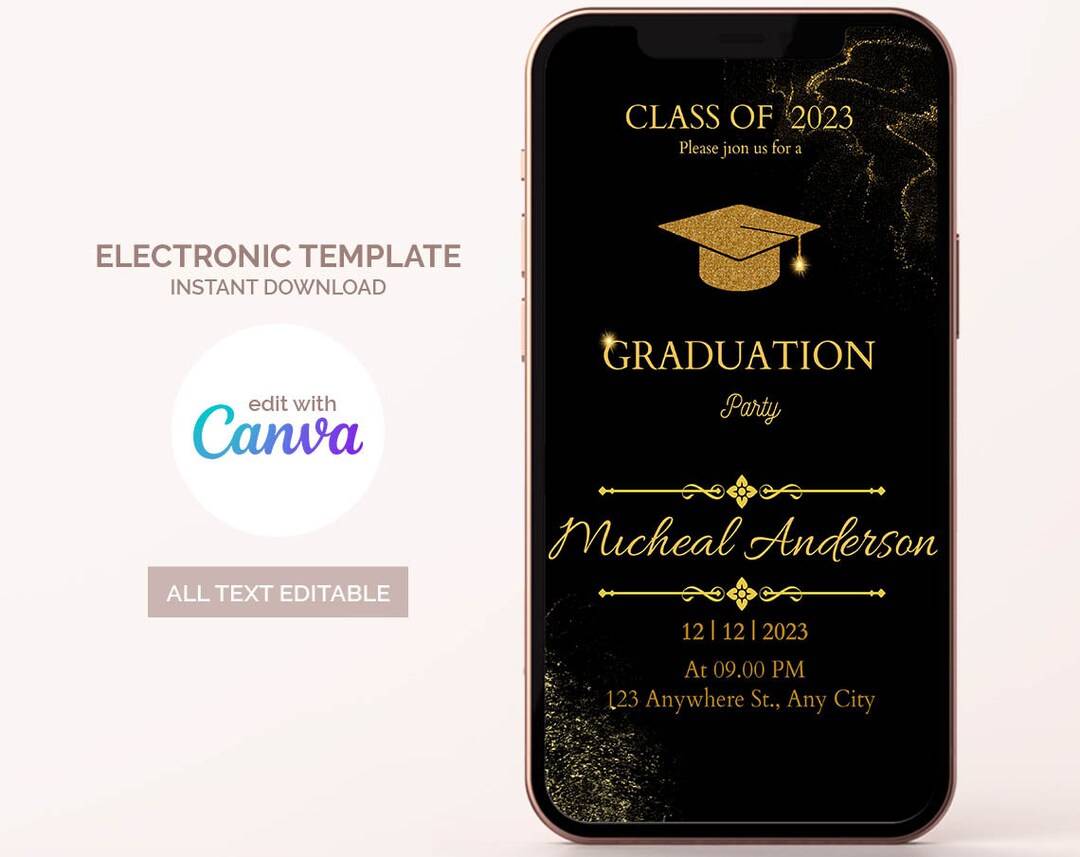 Announce Your Graduation With Our Digital Invitation Customizable and ...