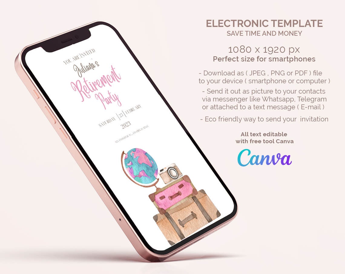 Editable Pink Retirement Party Invitation, Adult Retirement Invite ...