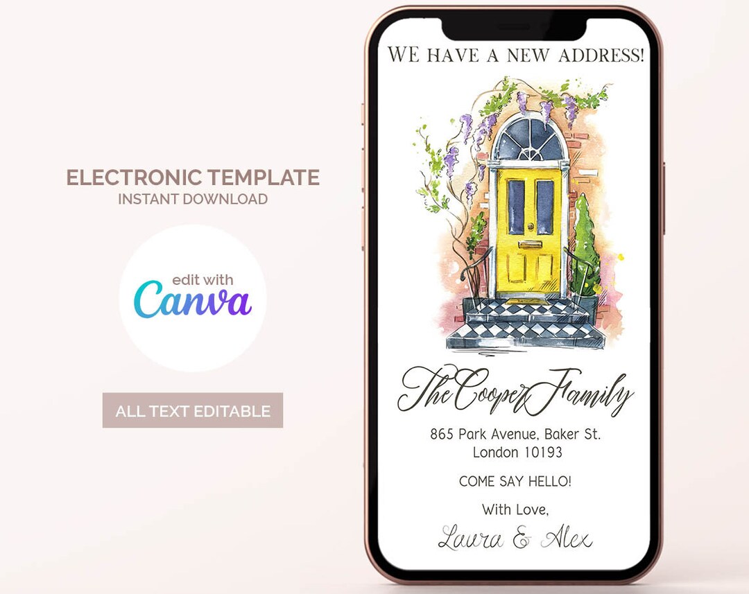 Yellow Watercolor Moving Away Party Invitation, Electronic Moving ...