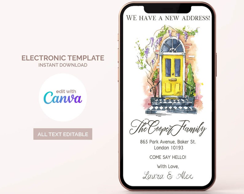 Yellow Watercolor Moving Away Party Invitation, Electronic Moving ...