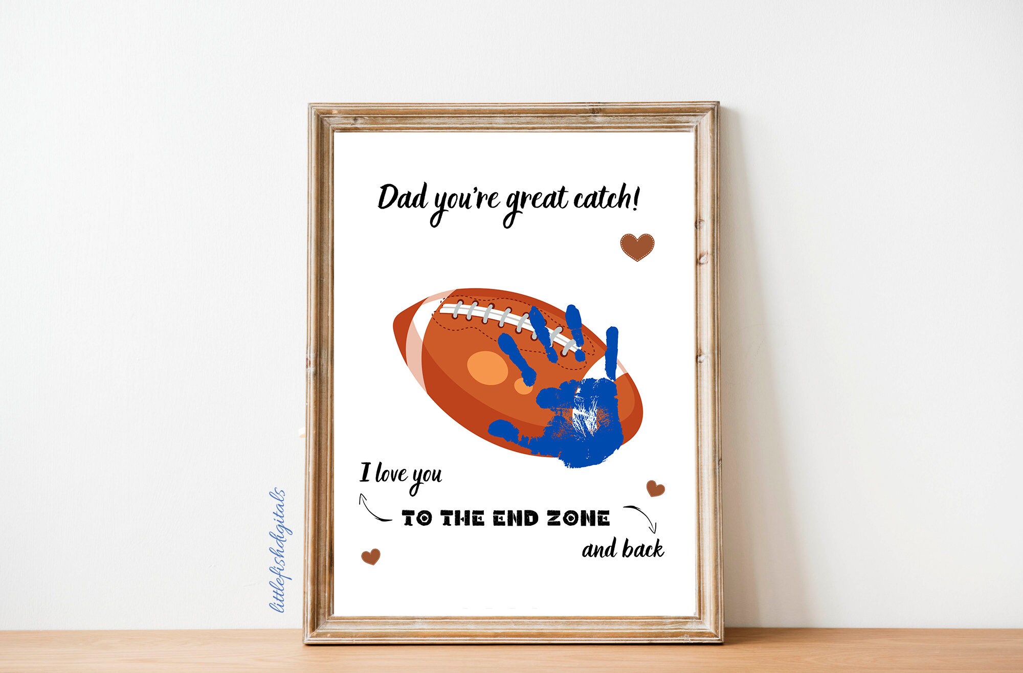 Football Handprint Art Project for Kids, Dad Gift From Son, Fathers Day ...