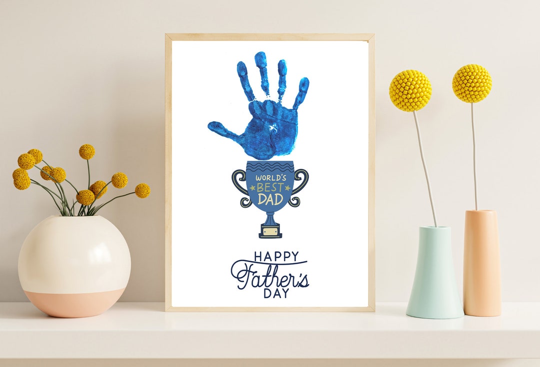 Printable Handprint Art for Fathers Day Gift, Best Dad Keepsake ...