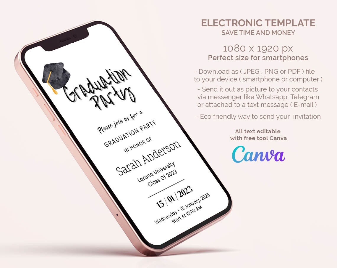 Graduation Party Invitation, Basic Graduation Invitation Template, High ...