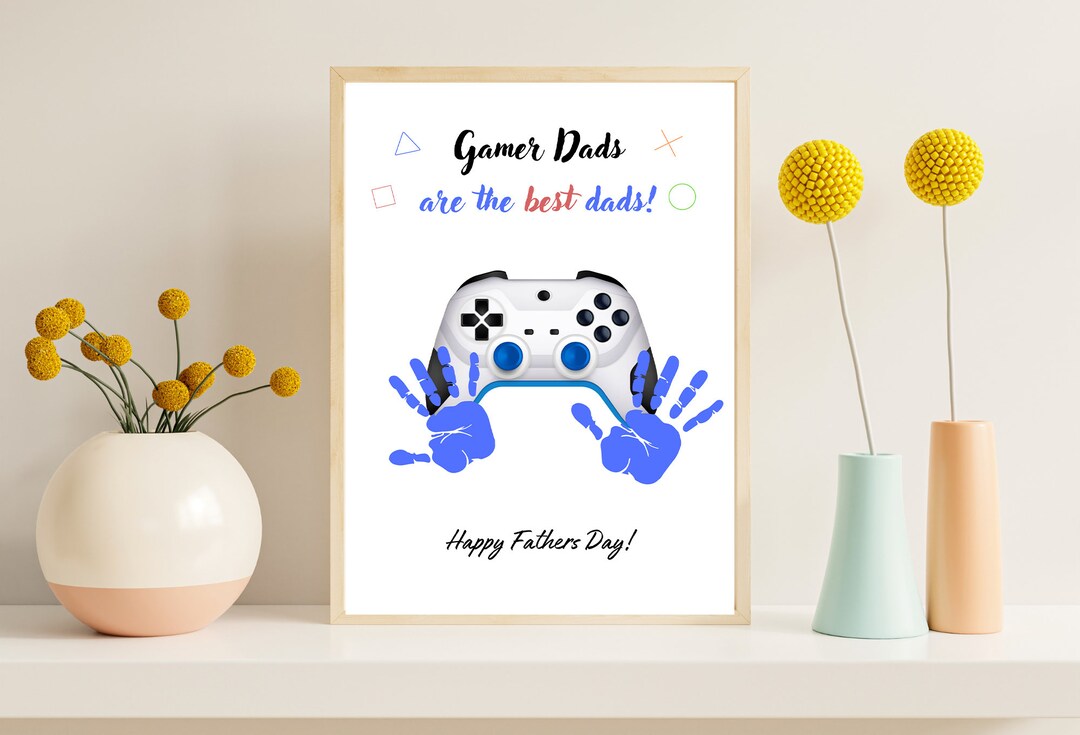 Fathers Day Handprint Keepsake for Gamers Dad, Printable Handprint Art ...
