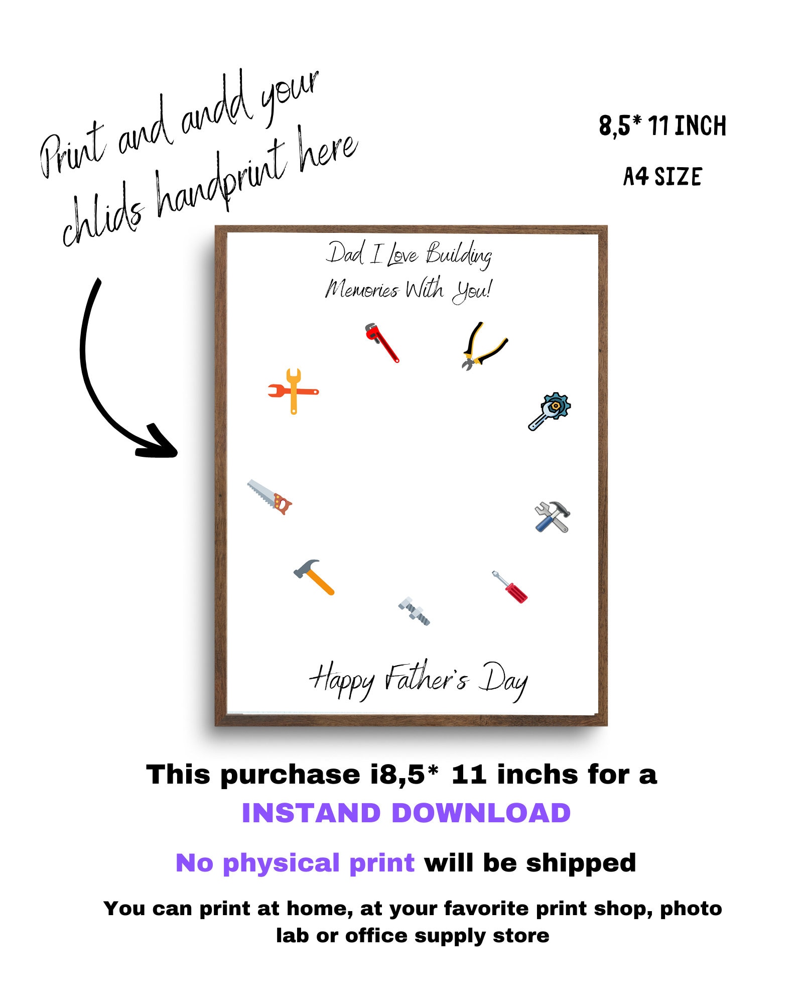 Father's Day Handprint Footprint Craft, Dad I Love Building Memories ...