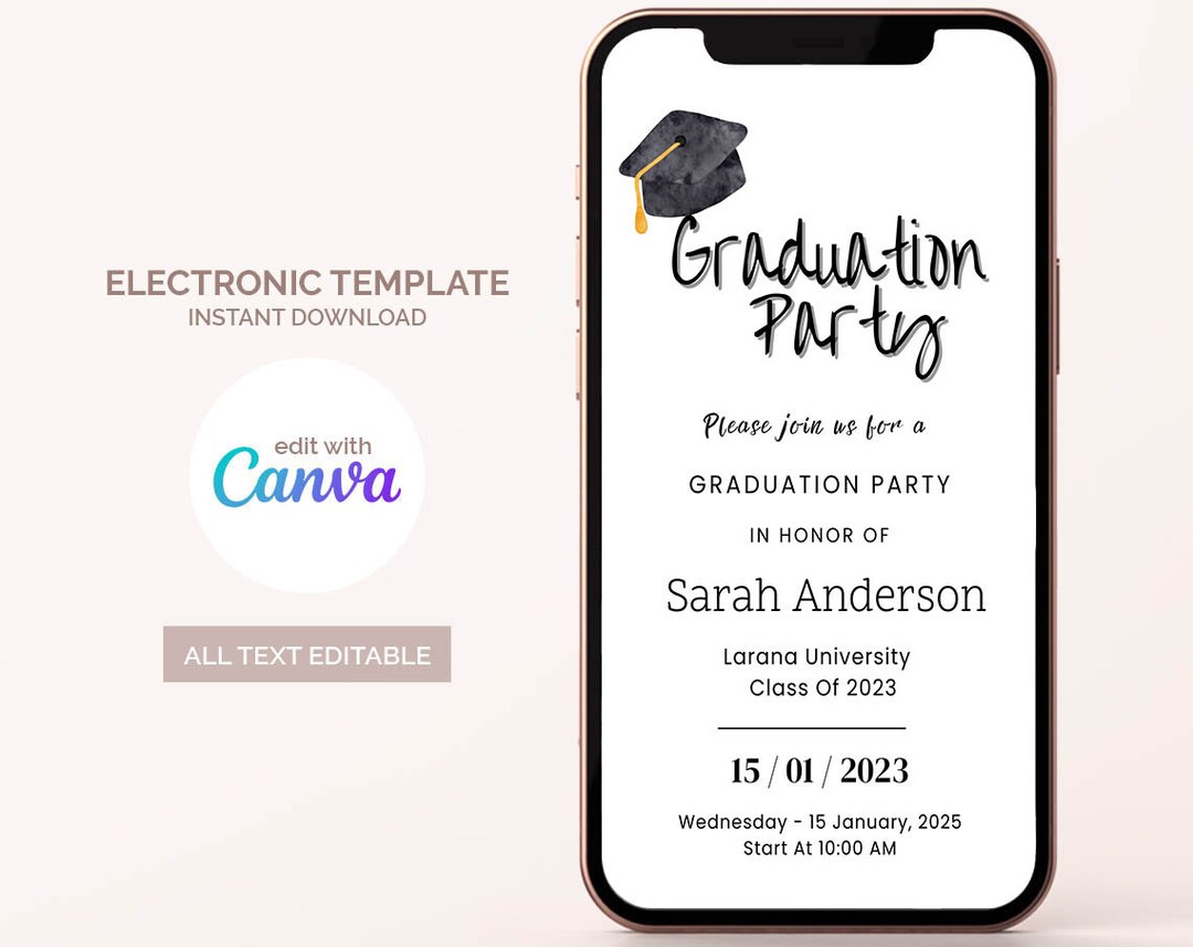 Graduation Party Invitation, Basic Graduation Invitation Template, High ...
