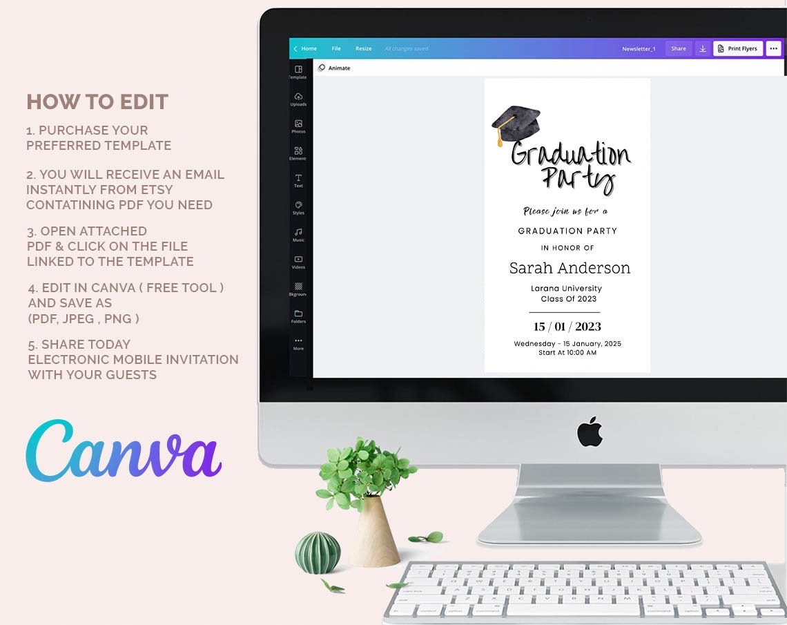 Graduation Party Invitation, Basic Graduation Invitation Template, High School Graduation Invite ...